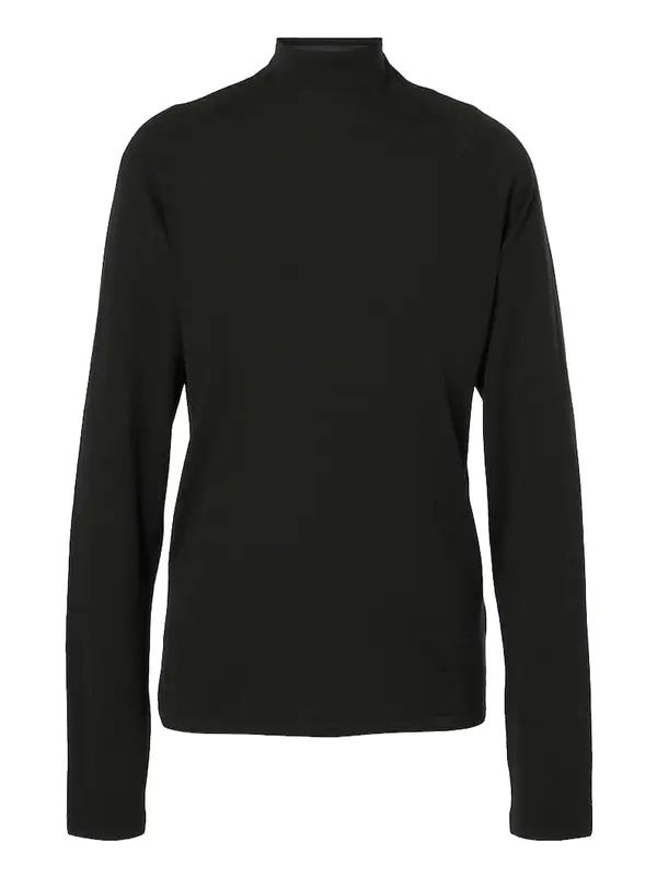 THE ROW Honna Wool Turtleneck Top - Black