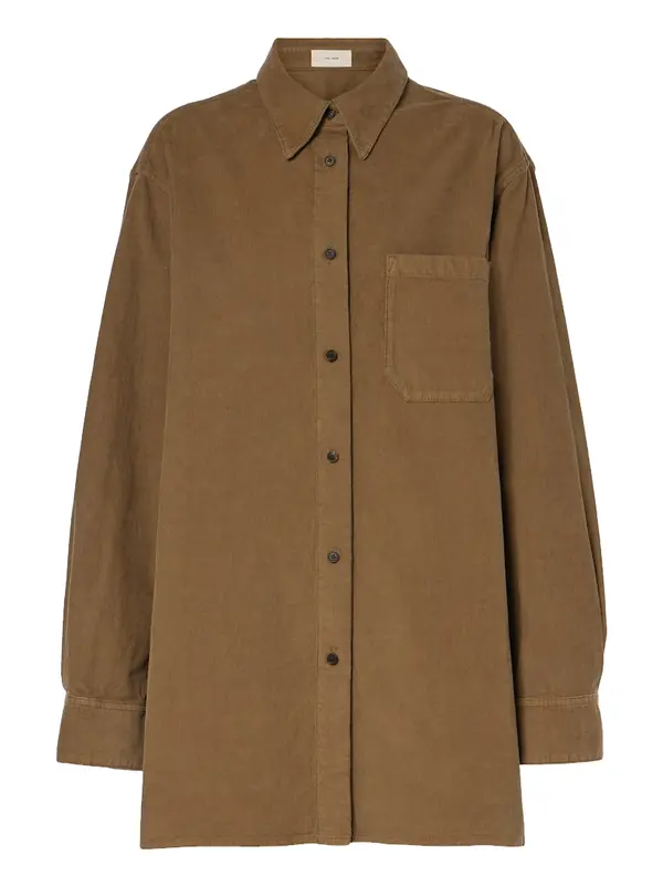 THE ROW Idro Cotton Corduroy Shirt - Green