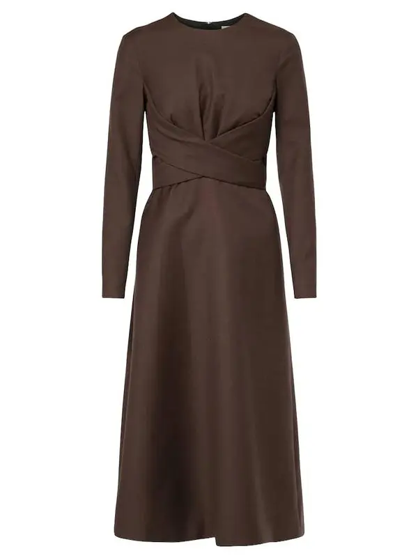 EMILIA WICKSTEAD Elta Wool Midi Dress - Brown