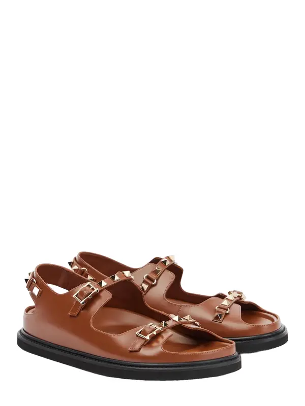 Valentino Garavani Rockstud Leather Sandals - Brown