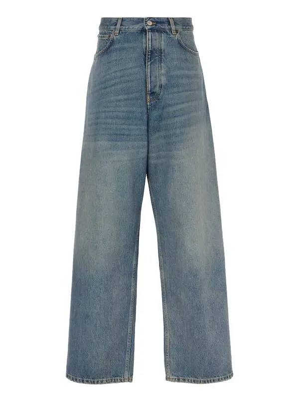 Balenciaga Faded Mid-rise Wide-leg Jeans - Blue