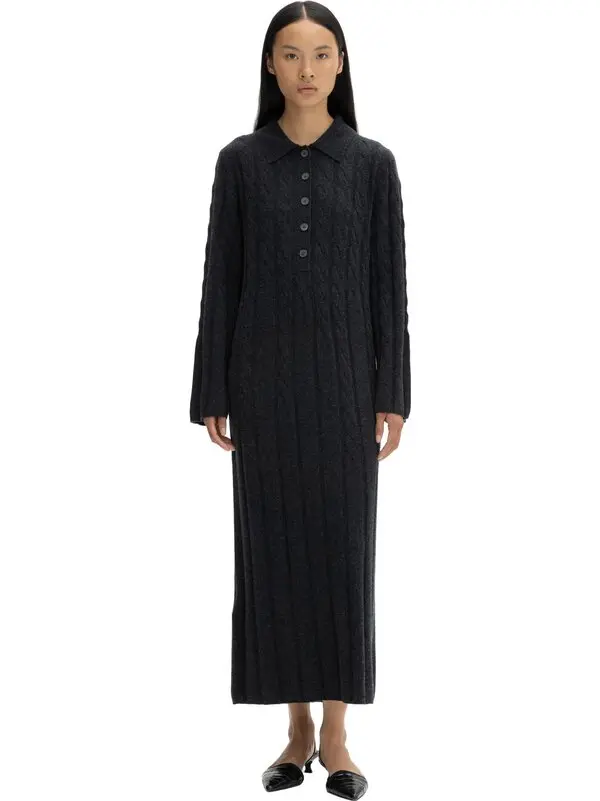 HOUSE OF DAGMAR Cashmere Blend Cable Knit Dress - Graphite Grey