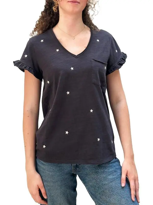 BILLY T Embroidered Stars T-shirt - Washed Black