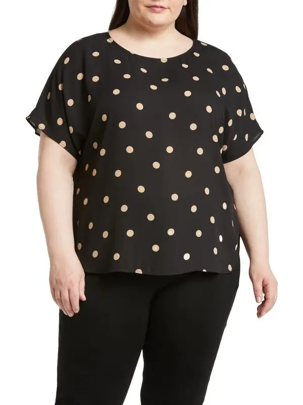 Anne Klein Polka Dot Blouse - Anne Black/latte