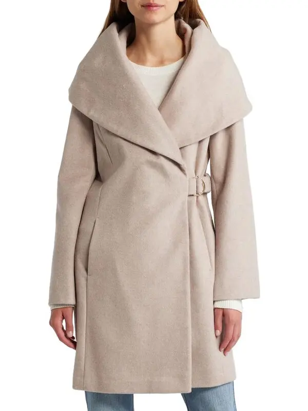 Via Spiga Hooded Wool-blend Belted Coat - Bone