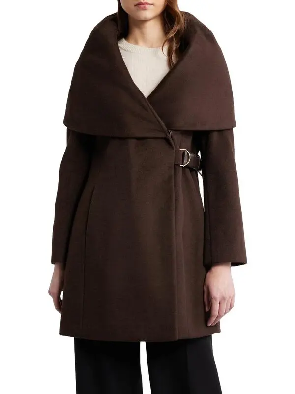 Via Spiga Hooded Wool-blend Belted Coat - Chocolate
