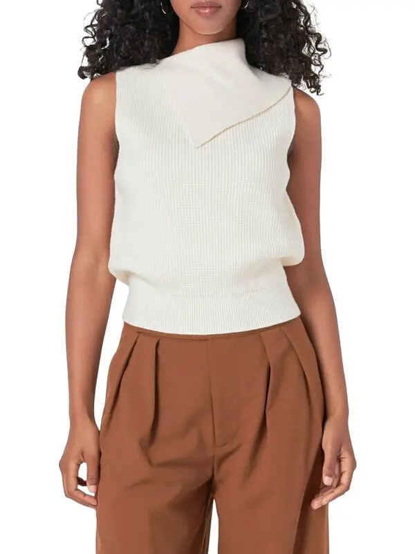 Endless Rose Cowl Neck Sleeveless Sweater - Ivory