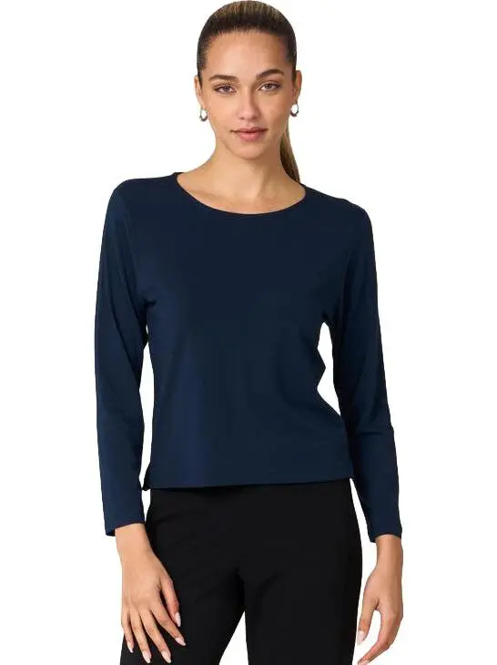 REBODY Essentials Mid-length Long Sleeve Top - Navy