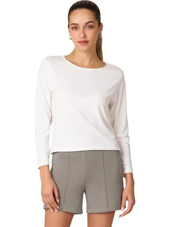 REBODY Essentials Mid-length Long Sleeve Top - White