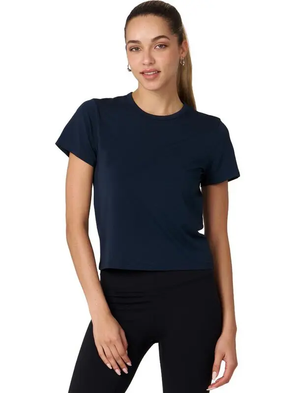 REBODY Essentials Short Sleeve Crop Tee - Navy