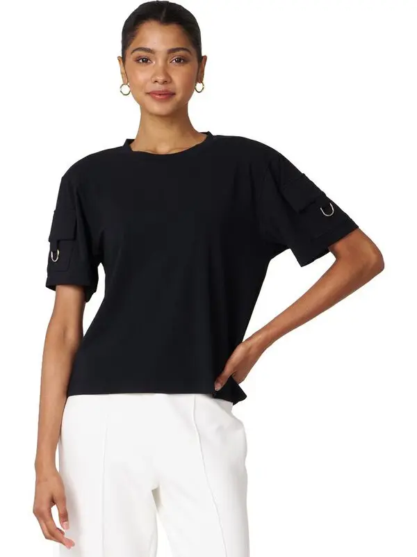 REBODY Cargo Short Sleeve Top - Black