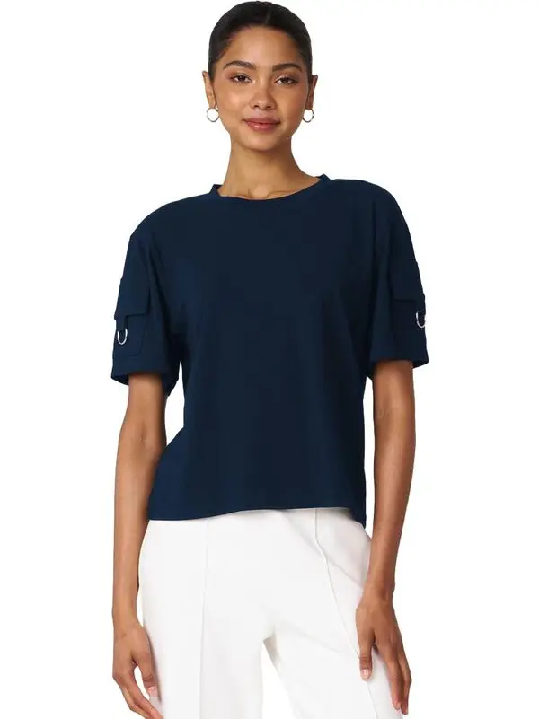 REBODY Cargo Short Sleeve Top - Navy