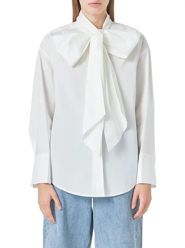 GREY LAB Bow Detail Shirt - White