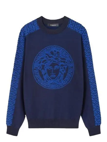 Versace Logo Printed Sweater - Blue