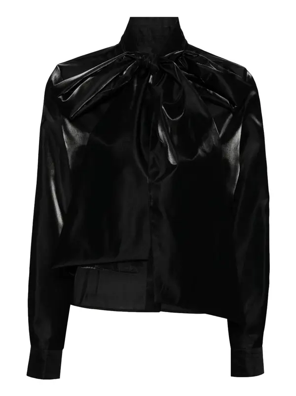 Noir Kei Ninomiya Bow Satin Shirt - Black