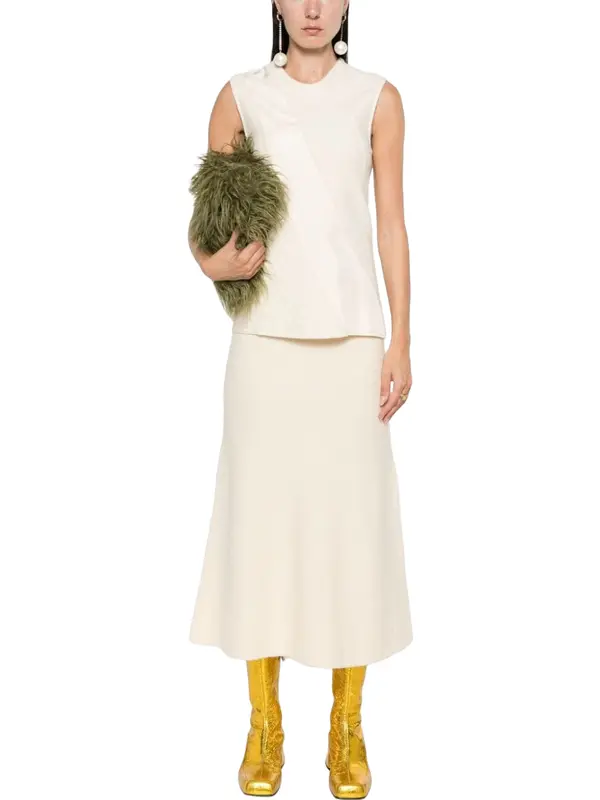 JIL SANDER Boiled Wool Midi Skirt - Neutrals