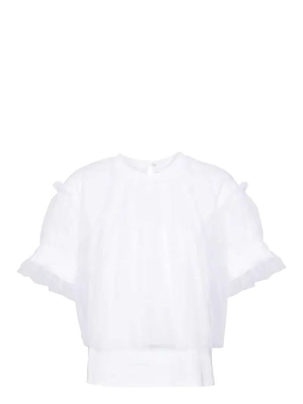 Noir Kei Ninomiya Tulle-sleeved T-shirt - White