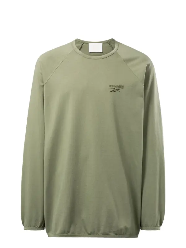 REEBOK Logo-embroidered Raglan Long Sleeves T-shirt - Green