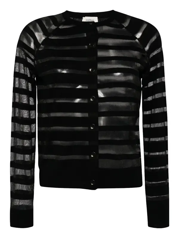 ONEFIFTEEN Striped Cardigan - Black