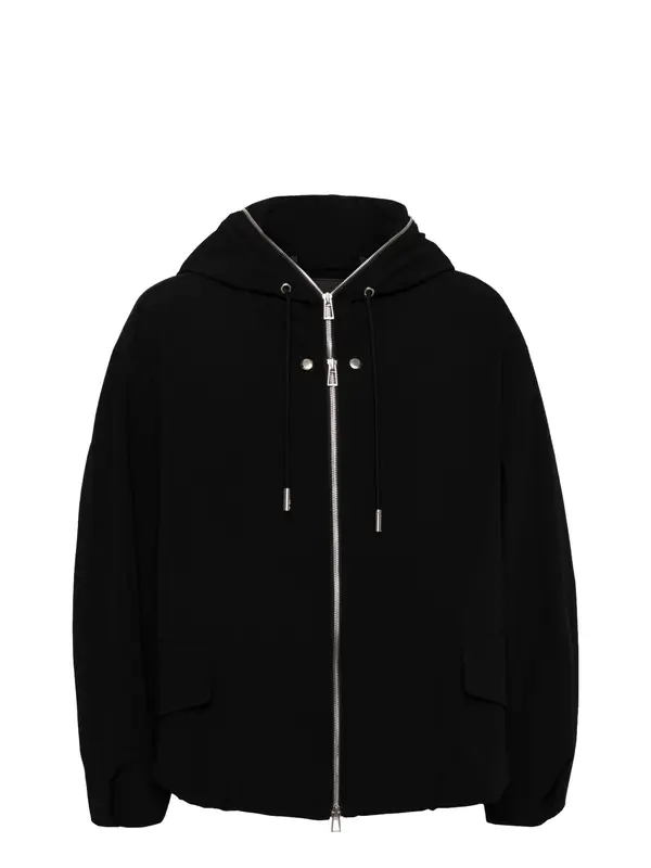 SONGZIO Multi-dart-embroidered Hooded Jacket - Black