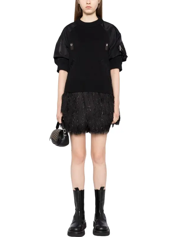 Sacai Fringed Shorts - Black