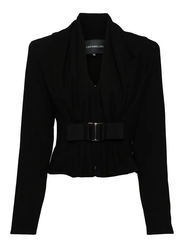 Costarellos Crepe Wool Cropped Jacket - Black