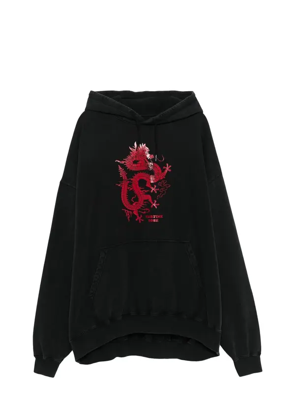 Martine Rose Dragon Print Hoodie - Black