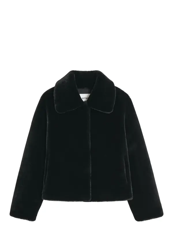 Apparis Wide-collar Faux Fur Jacket - Black