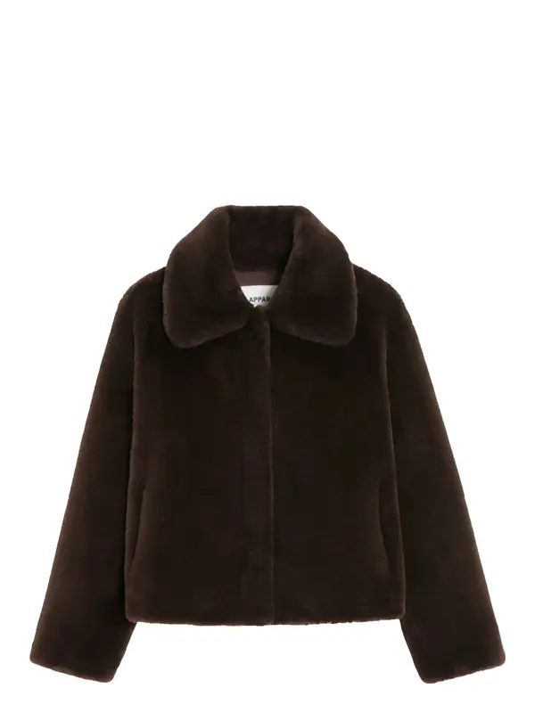 Apparis Wide-collar Faux Fur Jacket - Brown