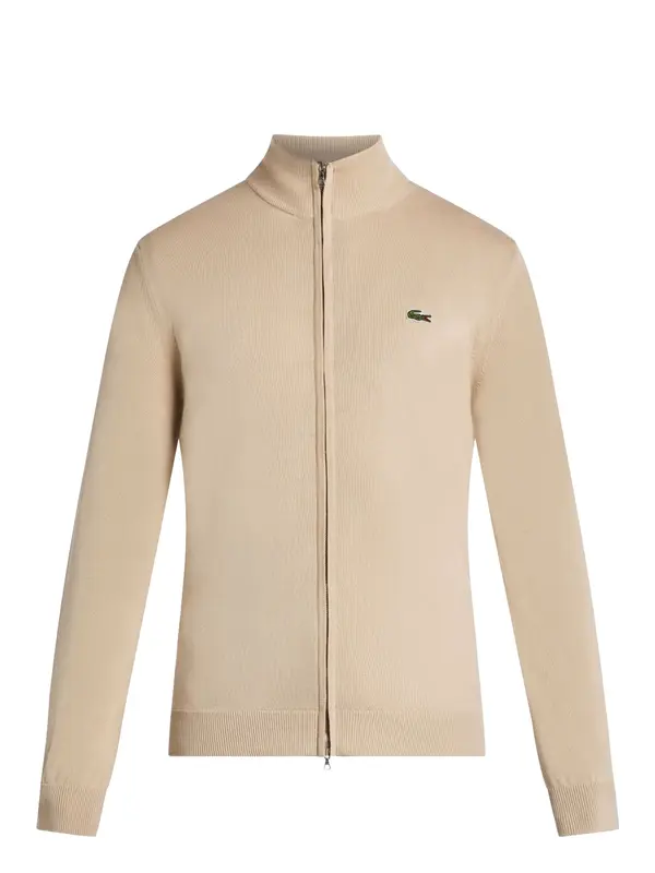 Lacoste Logo-patch Zip-up Cardigan - Neutrals