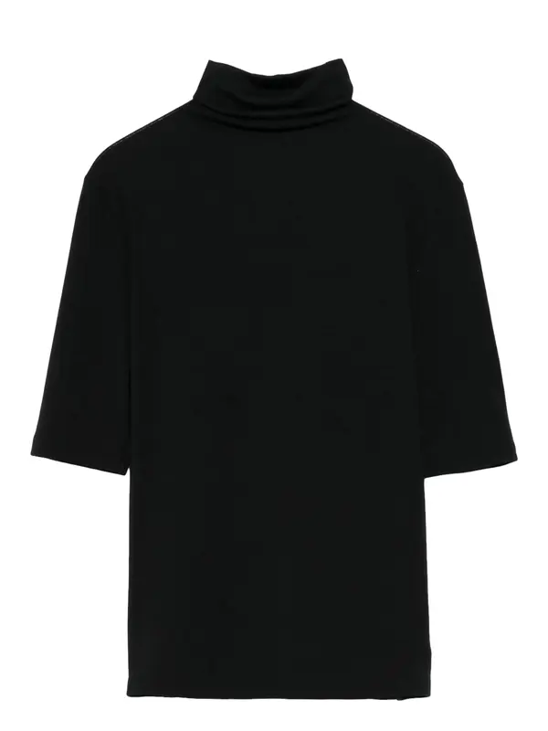 Vince Elbow-sleeve Roll-neck Top - Black