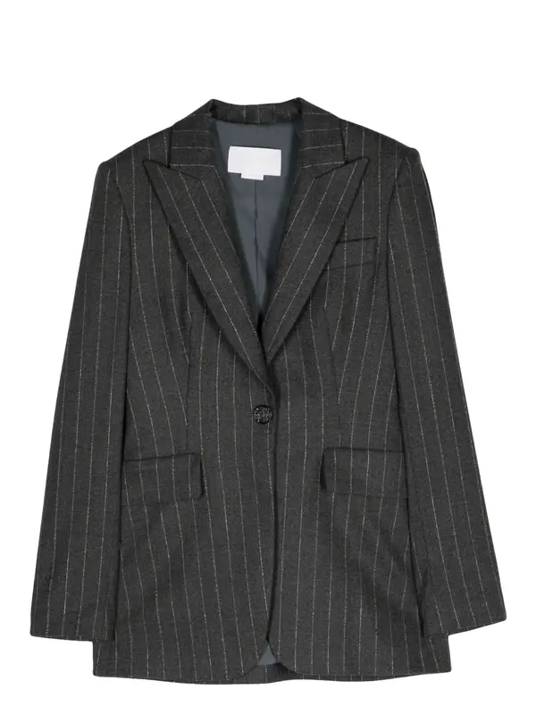 GENNY Pinstriped Virgin Wool-blend Blazer - Grey