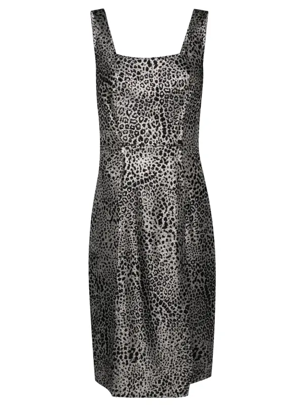 GENNY Animalier-jacquard Midi Dress - Silver