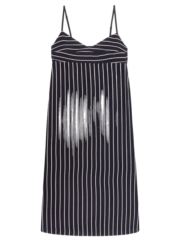 HANDRED Stripes Silk Midi Dress - Black