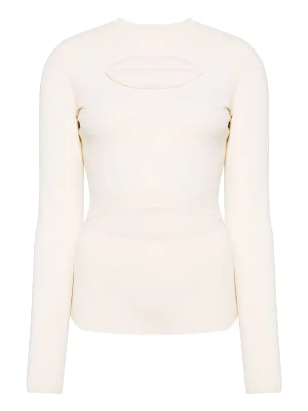 A.W.A.K.E. Mode Lip-appliqué Knitted Top - Neutrals