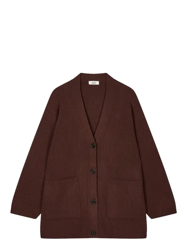 STUDIO TOMBOY V-neck Oversized Cardigan - Brown