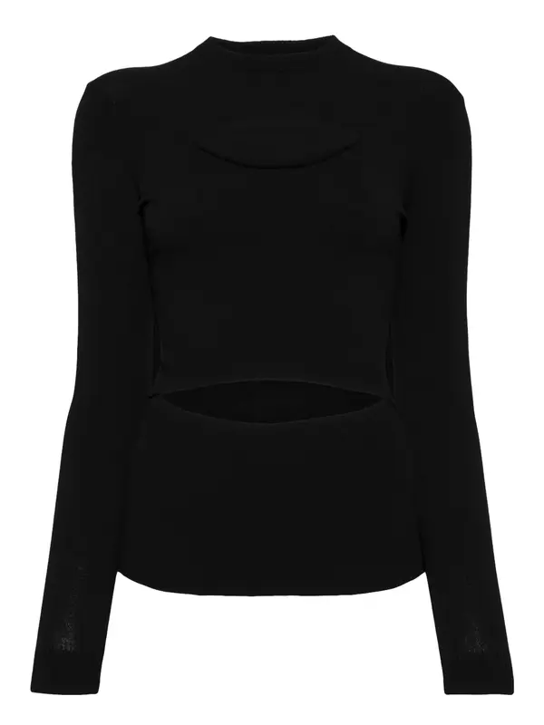 A.W.A.K.E. Mode Lip-appliqué Knitted Top - Black