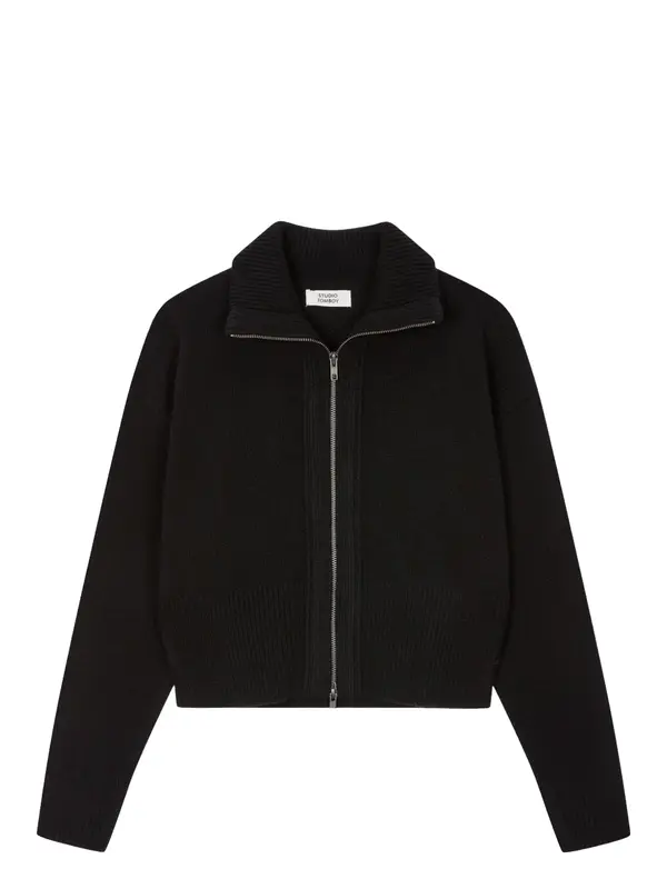 STUDIO TOMBOY High-neck Zip-up Cardigan - Black