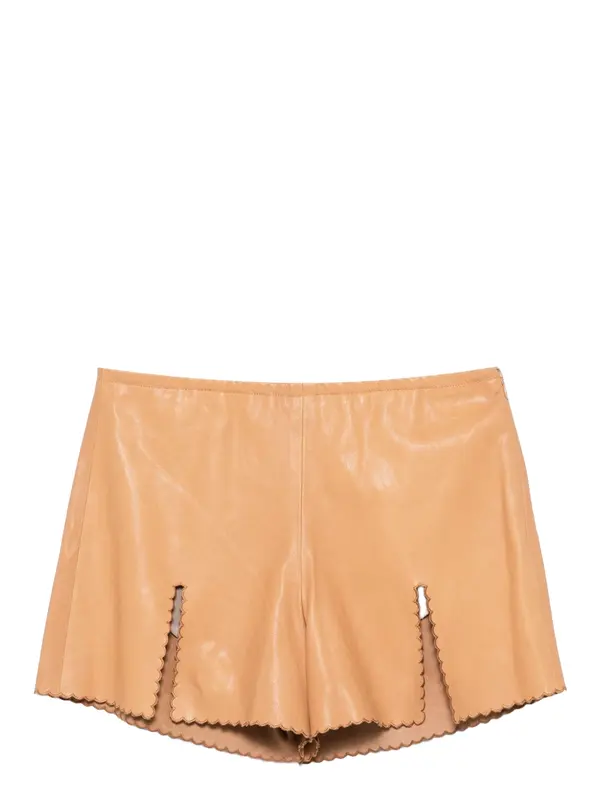 Blumarine Vented Leather Shorts - Neutrals