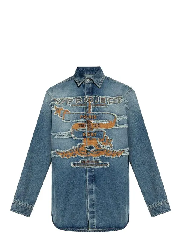 Y/project Distressed Denim Shirt - Blue
