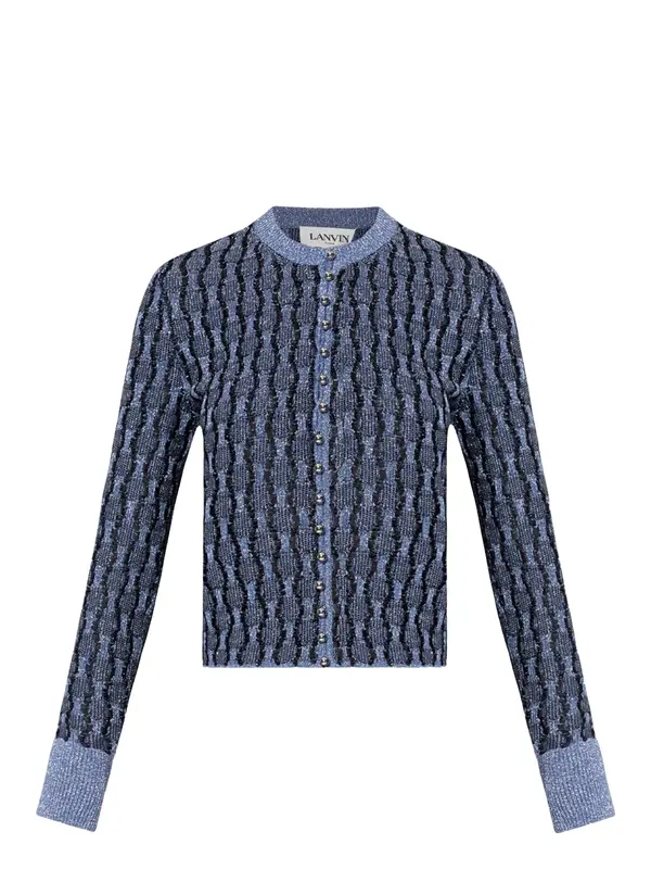 LANVIN Metallic Knitted Cardigan - Blue