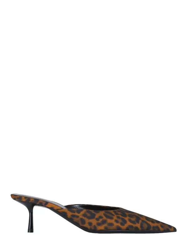 Saint Laurent 55mm Barbara Leopard Grosgrain Mules - Brown