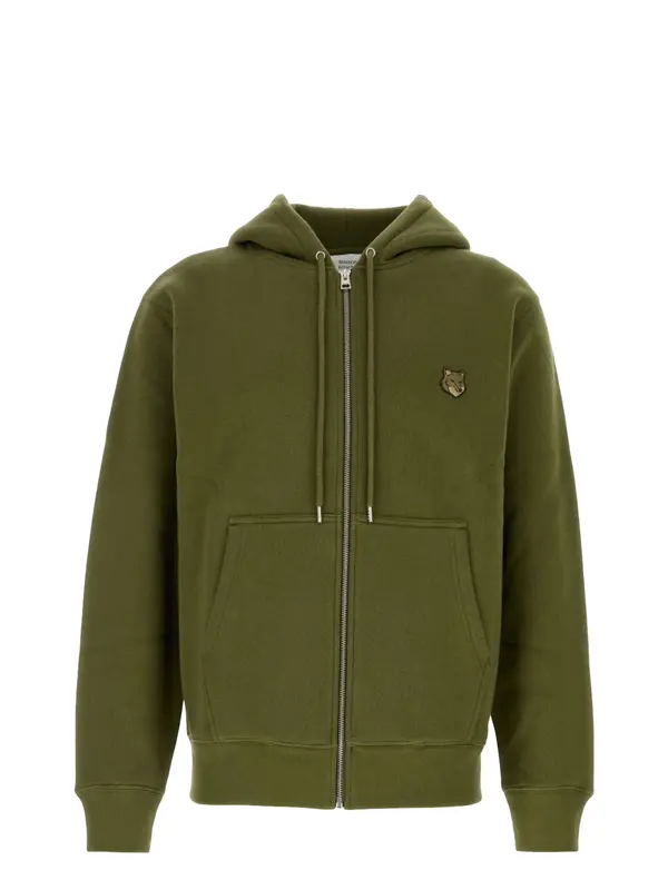 Maison Kitsuné Bold Fox Head-appliqué Hoodie - Green