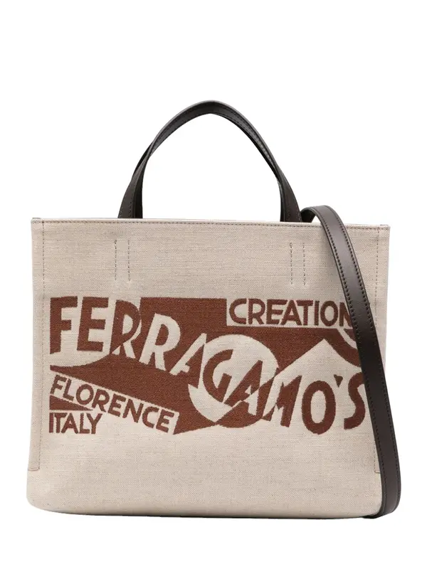FERRAGAMO Logo Tote Bag - Neutrals