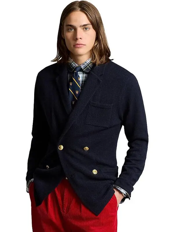Polo Ralph Lauren Cashmere Regular Fit Blazer Cardigan - Aviator Navy