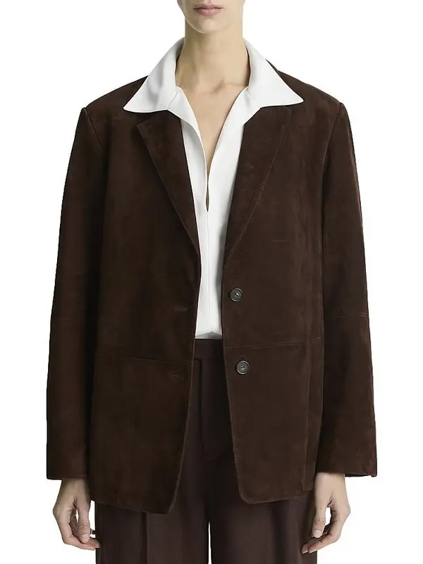 Vince Suede Two-button Blazer - Chocolate