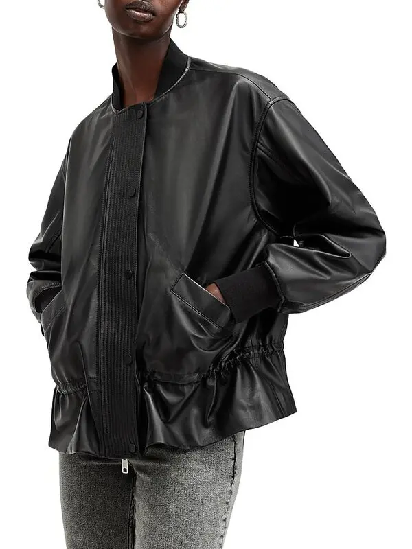 ALLSAINTS Sofi Leather Bomber Jacket - Black