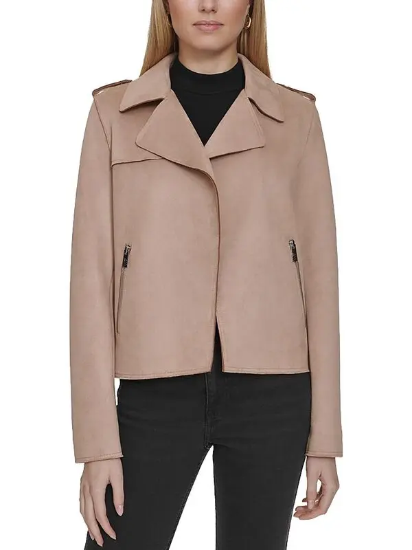 Marc New York Faux Suede Moto Jacket - Camel