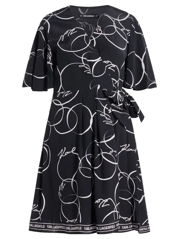 Karl Lagerfeld Circle-print Wrap Dress - Black