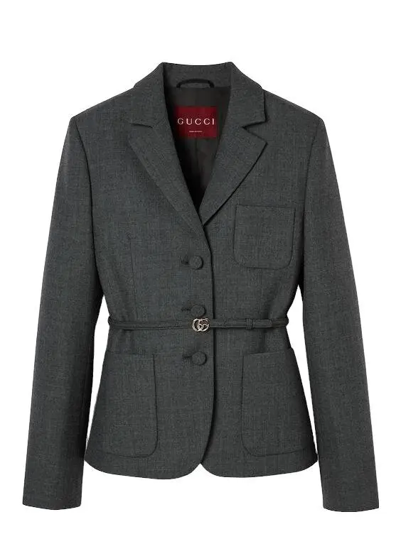 Gucci Single-breasted Wool Grisaille Jacket - Grey